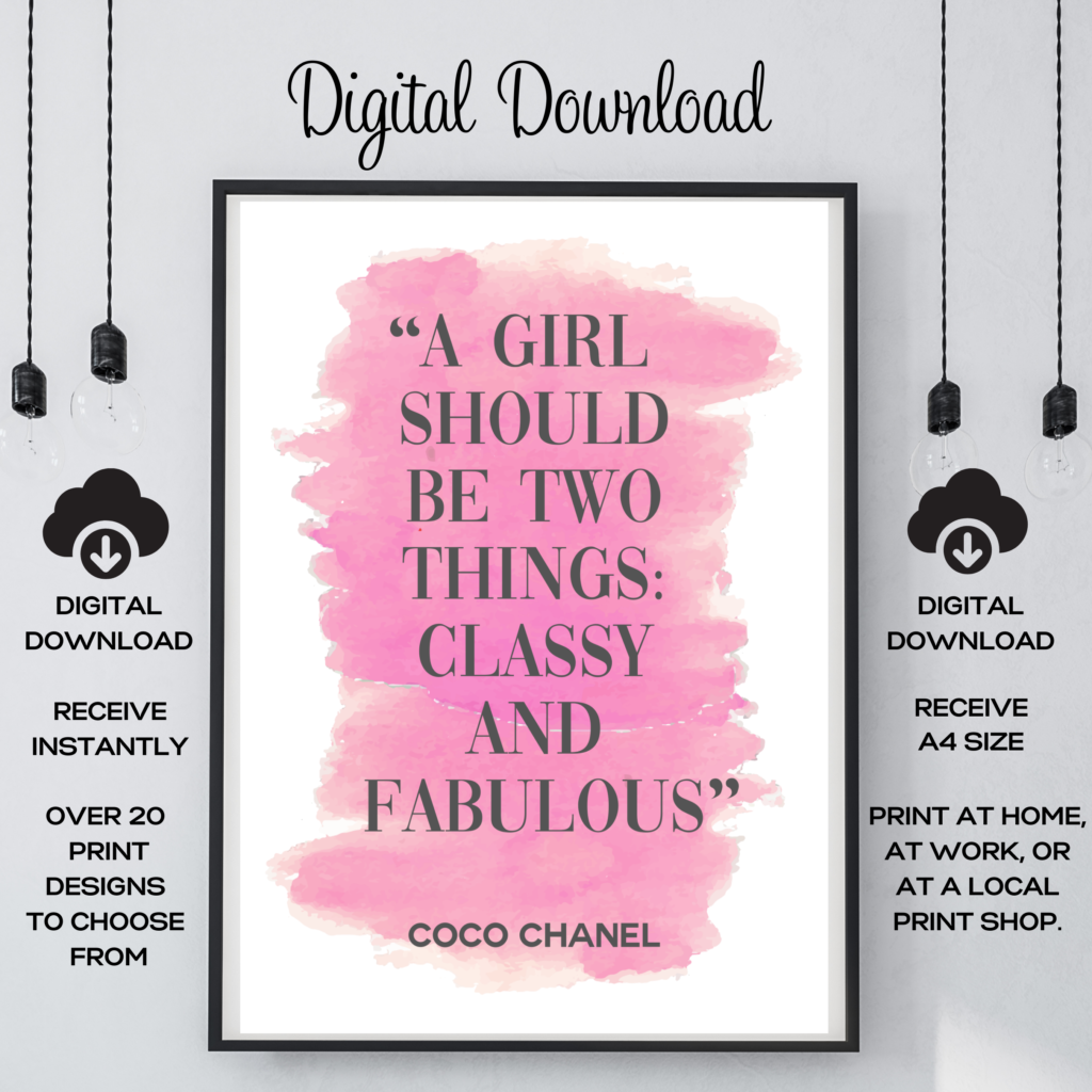 A4 Digital Download Coco Chanel Quote Print 2 – Made by Melissa